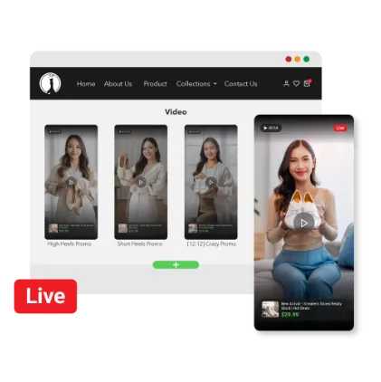 Video Commerce - Shoppable Videos & On-site Live Streaming